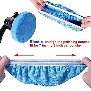 SIQUK 24 Packs Polishing Bonnet Pads (7 to 8 Inches) Including 12 Packs Microfiber Car Polishing Bonnet 4 Packs Waxing Bonnet 6 Packs Non-Woven Buffing pad and 2 Packs Cotton Bonnet for Car Polisher