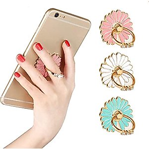 Zittop 3-Pack Phone Ring Holder 360 Rotation Glitter Bling Bling Finger Bracket Stand Grip Kickstand for Smartphones,Tablets,Pads (Daisy Pink/White/Green)