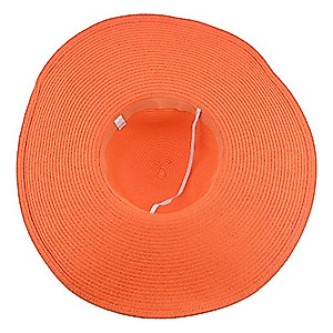 Wowlife Wide Brim Roll-up Big Beautiful Solid Color Floppy Hat (Orange)