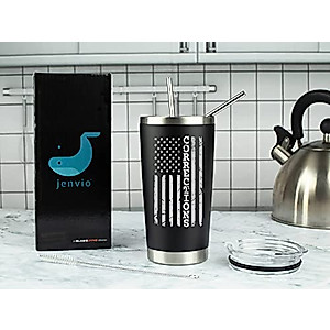 JENVIO Correctional Officer Gifts - 20 Ounce Stainless Steel Hot/Cold Travel Tumbler/Mug with lid and 2 straws for Coffee Cup - Fathers Day Corrections Accessories | Prison Guard Gift