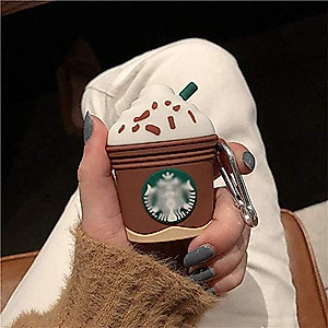 TXGOT 3D Cute Cartoon Airpods Cover Soft Silicone Rechargeable Headphone Cases,Shockproof Premium Protective Case with Keychain for Apple AirPods 1st/2nd Charging Case (Brown)