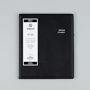 Blue Sky Aligned 2024 Weekly and Monthly Planner, 8.5" x 11", Heavyweight Cover, Semi Concealed Wirebound, Black (143588-24)