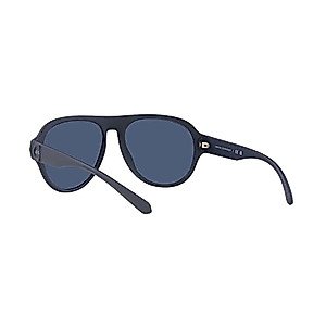 A|X ARMANI EXCHANGE Men's AX4126SU Universal Fit Aviator Sunglasses, Matte Blue/Dark Blue, 58 mm