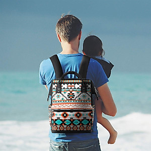 TropicalLife Ethnic Geometric Boho Diaper Backpack Large Capacity Baby Bags Multi-Function Zipper Casual Travel Backpacks for Mom Dad Unisex