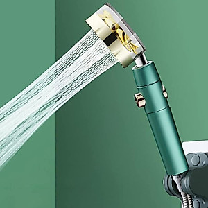Pressurized Shower Head, 2 Filters, 360° Turbo Spa High Pressure Nozzle, Handheld Hydro Shower Head with 3 Modes Switches, Driven Handheld Shower Head One-Touch Water Stop