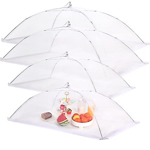 4 Pcs Extra Large Mesh Food Cover Tent Umbrella Food Screen Covers for Outside Pop-up Mesh Reusable Food Nets for Parties Picnics Outdoor BBQs Collapsible (2 Pcs 40"x24", 2 Pcs 32"x24")
