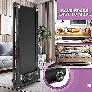 FUNMILY Under Desk Treadmill 2 in 1 Walking Pad Treadmill, 2.5HP Treadmills for Home 300lbs Weight Capacity, App & Bluetooth Remote Control Running Machine with Shock Absorption System & LED Display