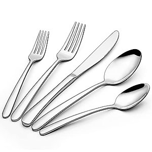 60 Piece Silverware Set for 12, Terlulu Stainless Steel Flatware Set, Heavy Duty Cutlery Utensil Include Forks Knives Spoons, Mirror Polished Tableware Set for Home Restaurant Party, Dishwasher Safe
