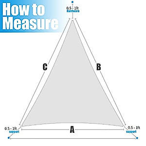 Amgo 16' x 16' x 16' Blue Triangle Sun Shade Sail Canopy Awning, 95% UV Blockage Water & Air Permeable, Commercial & Residential, for Patio Yard Pergola, 5 Yrs Warranty (Available for Custom Sizes)