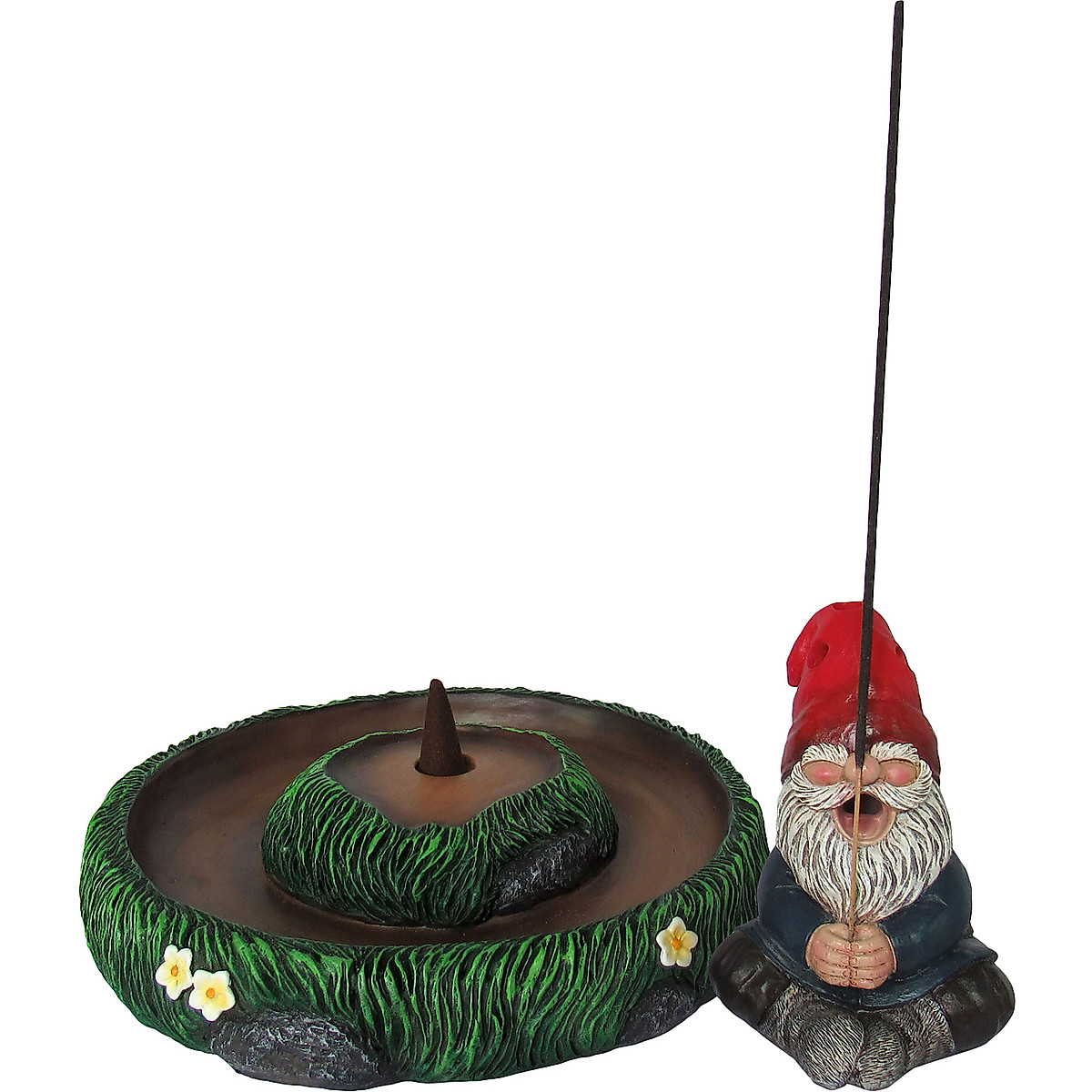 World of Wonders Ol' Smokey Gnaughty Gnomes Series Garden Gnome Incense Holder | Meditation Gifts for Your Home Office | Home Fragrance Products and Aroma Therapy - 7.5"