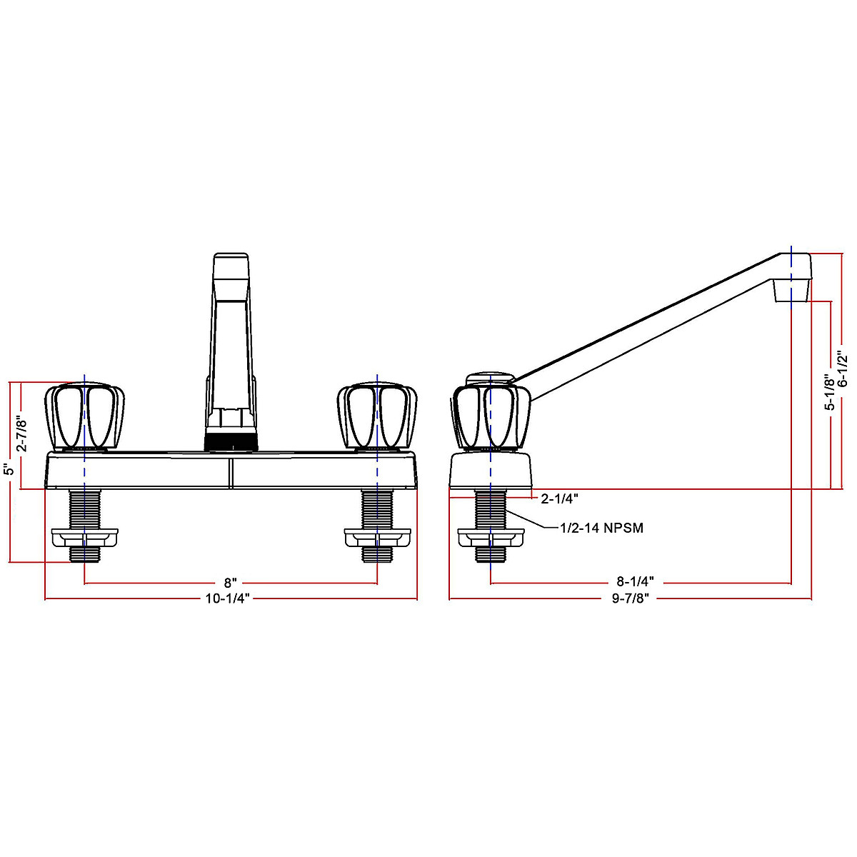 Laguna Brass 1300SACP RV/Motorhome Two Handle Non-Metallic Swivel Kitchen Faucet, Chrome Finish