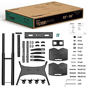 ONKRON Mobile TV Stand for 50" - 86" TVs up to 200 lbs - Adjustable TV Stand Portable - max VESA 800x500 - Tall TV Stand with Wheels/Mobile TV Cart Rolling TV Stand on Wheels Black