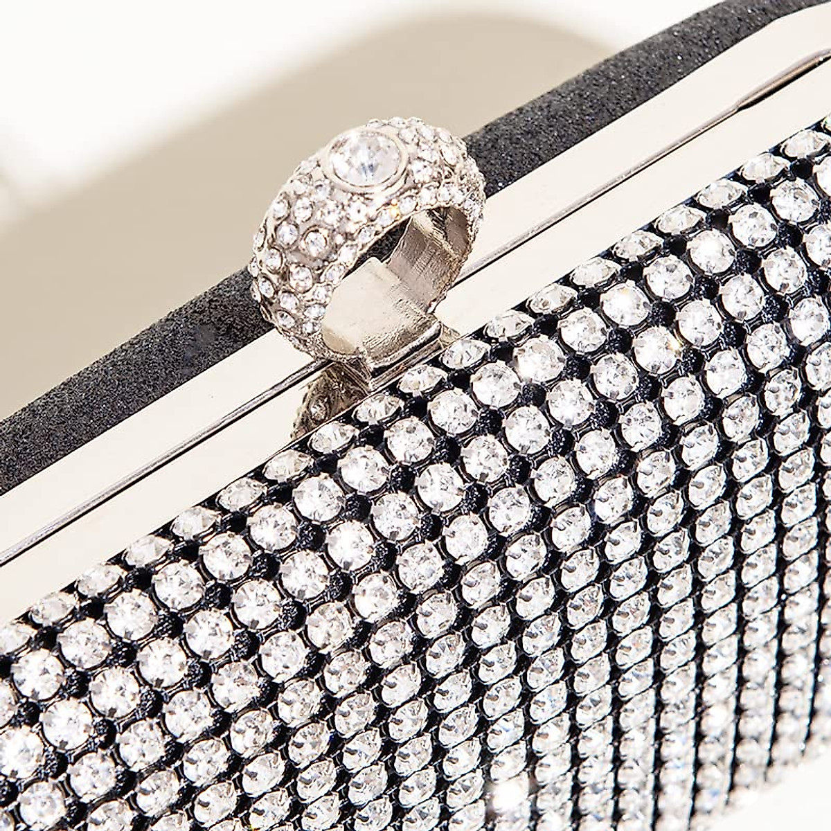 ALOLBAG Rhinestone Clutch Evening Bag for Women Formal Sparkly Purse Wedding Clutch Ladies Evening Handbag Sparkly Purse (Black)