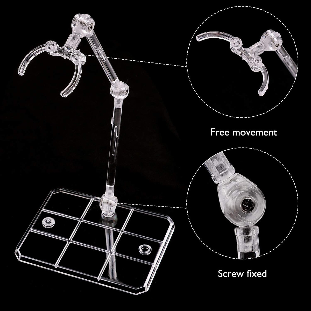 Migaven Action Figure Stand, 10pcs Assembly Action Figure Display Holder Base Doll Model Support Display Stand Compatible with HG RG SD SHF Gundam 1/144 Toy Clear