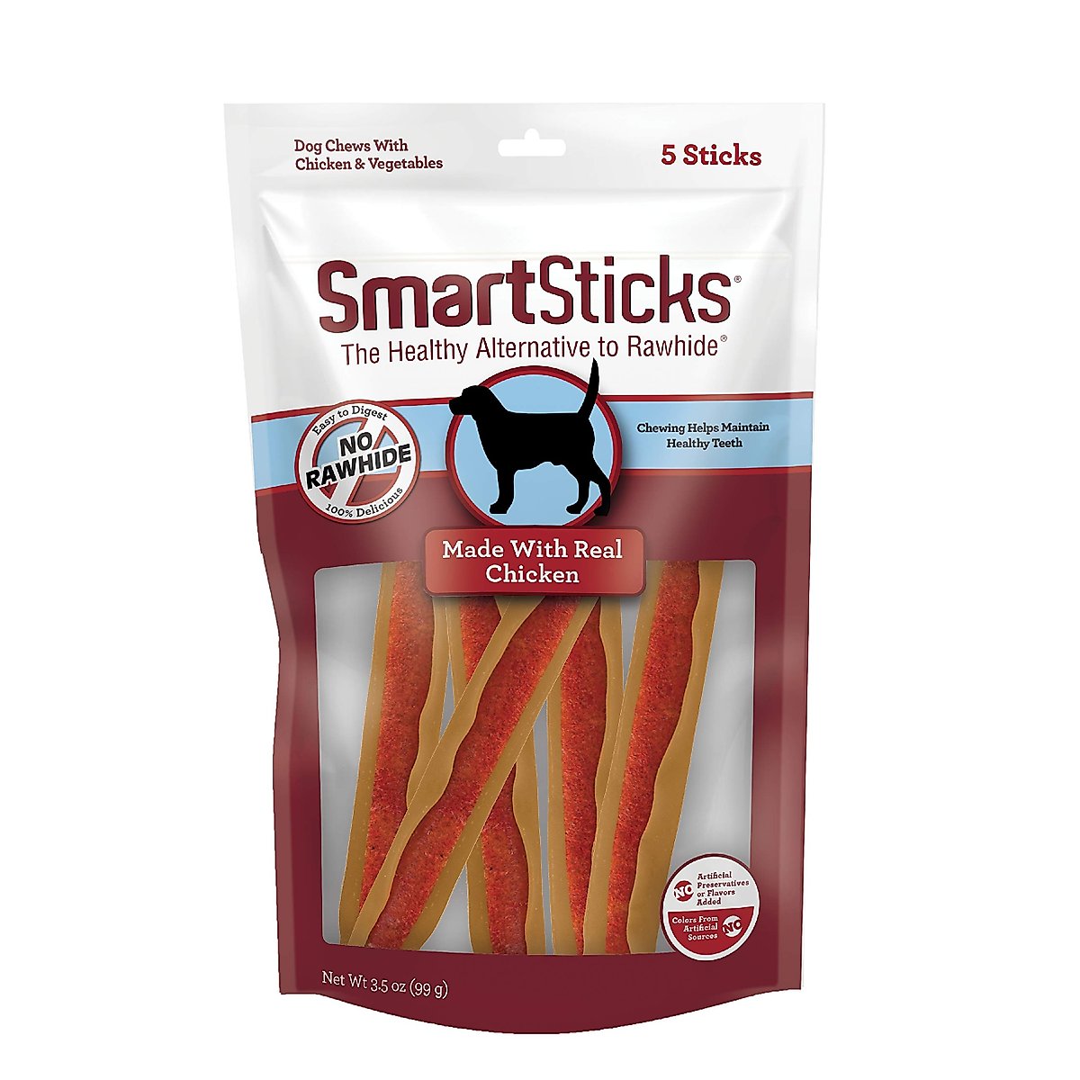 SmartBones SmartSticks, Treat Your Dog to a Rawhide-Free Chew Made With Real Meat and Vegetables 5 Count (Pack of 1)