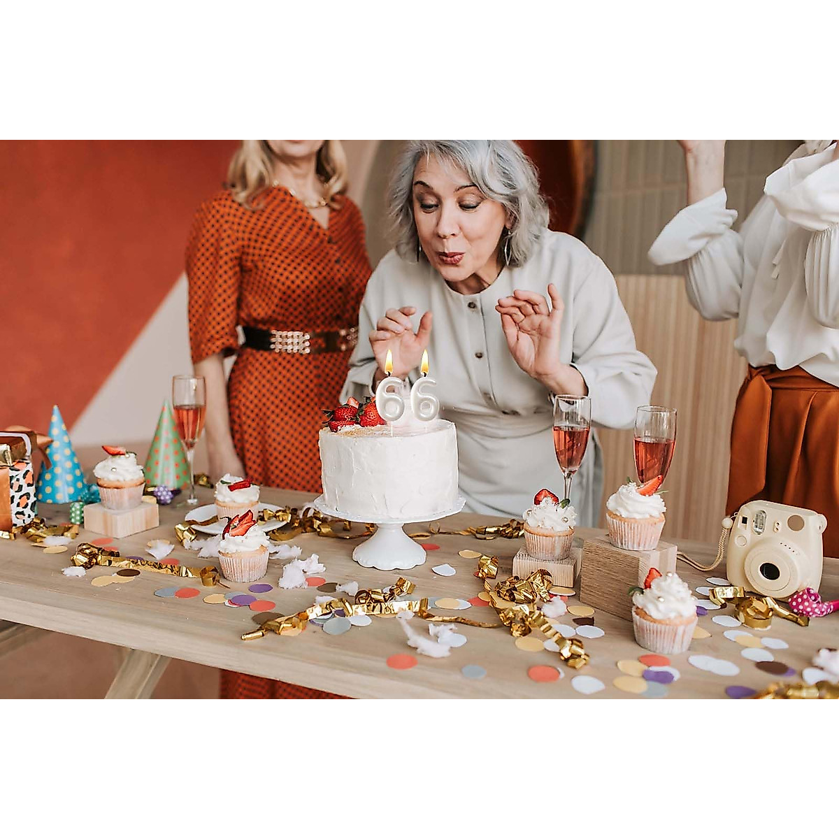 2.36" 27th 72nd Number Candles Birthday Gifts for Women Men Birthday Decorations Birthday Candles Numbers Happy Birthday Candles for Cake 2 Candle for Women for Men (White)