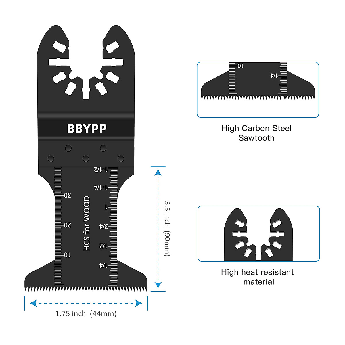 12pcs Oscillating Saw Blades, 1-3/4 Inch Professional Universal Multitool Blades for Wood Plastic Soft Metal, Quick Release Durable Oscillating Wood Saw Blades Fit Most Models
