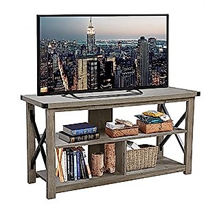 JAXPETY 47" Rustic TV Stand Wood Sofa Table Industrial Entertainment Center 3-Tier TV Console for Living Room, Bedroom, Entryway/Hallway, Gray