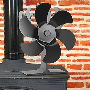TOLUON Wood Stove Fan for Heater 6 Blades Heat Powered Fireplace Fan Thermoelectric Thermal Fan Fans for Home Wood/Log Burner/Fireplace Black