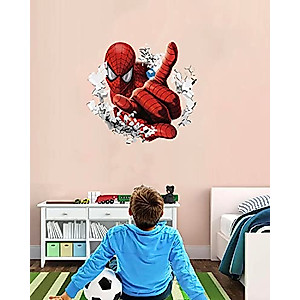 Kids Superhero Wall Decals Spiderman Wall Poster Decal Stickers Wall Decal Peel and Stick for Boys Bedroom Playroom Wall Decor