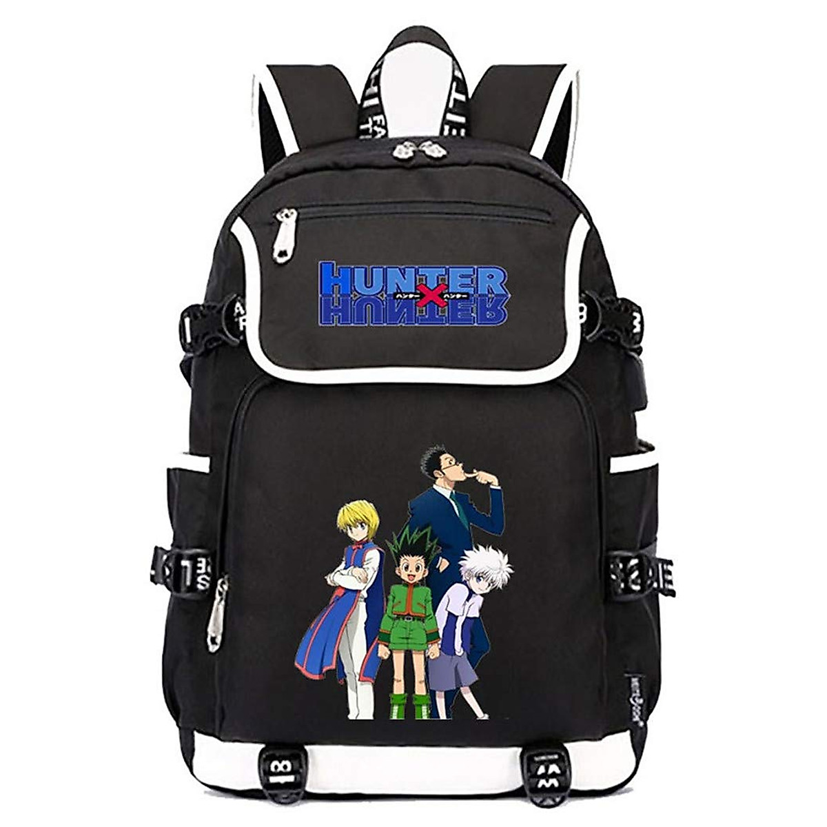 WANHONGYUE Hunter X Hunter Anime Cosplay Schoolbag Rucksack 15.6" Laptop Backpack with USB Charging Port Black / 3