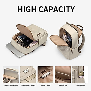 GOLF SUPAGS Laptop Backpack for Women Fits 15 Inch Notebook Casual Daypack Purse Work Travel College School Bag (Apricot)