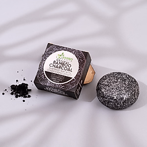BAMBOEARTH Solid Shampoo Bar And Conditioner Effect Hair Soap – 100% Organic Shampoo Bars For Hair With All Natural Plant Based Essential Oils And Zero Waste Biodegradable Packaging (Bamboo Charcoal)