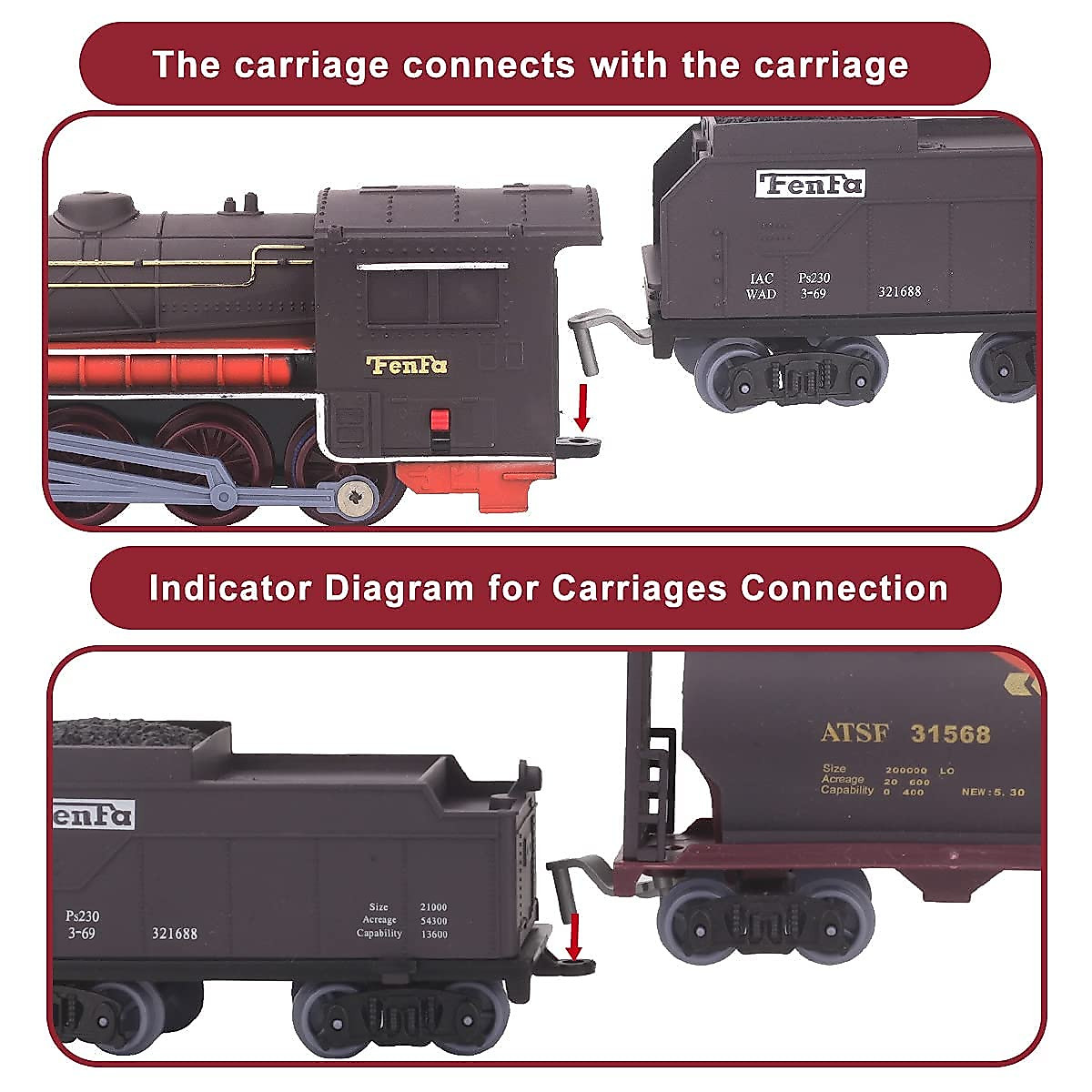 LEYI Classic Train Set Toys 1:87 Round Tracks Railway for Under Christmas Tree Battery Operated Train with Sound and Light Christmas Birthday Gifts for Boys and Girls 3 Cars 2 Trees 12 Tracks