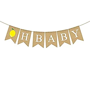 Natural Jute Burlap Banner Lemon Theme Baby Shower Party Decoration Fireplace Mantle Decoration