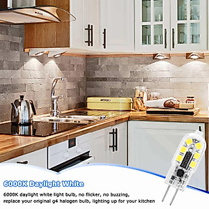 G4 LED Bulb 12V, HengBo Daylight White 6000K G4 JC Bi Pin Base 20 Watt Halogen Bulb Replacement Light Bulb for Under Cabinet, Range Hood, Stove Light (Pack of 10)