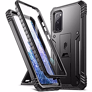 Poetic Revolution Series Designed for Samsung Galaxy S20 FE 5G Case (2020 Release), Full-Body Rugged Dual-Layer Shockproof Protective Cover with Kickstand and Built-in-Screen Protector, Black