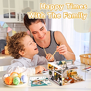 Flever Dollhouse Miniature DIY House Kit Creative Room with Loft Apartment Scene for Romantic Artwork Gift (Comfortable Life)