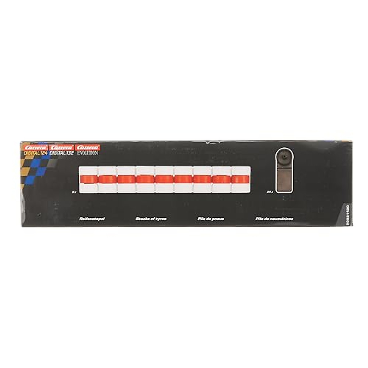 Carrera 20021130 21130 Tire Stacks Guardrail Wall for Digital 124/132/Evolution Slot Car Tracks Realistic Scenery Add On Parts Accessory, White Red