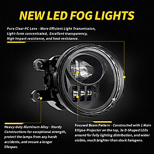 Z-OFFROAD New LED Fog Lights Driving Lamps Assembly Replacement for 2016-2022 Tacoma 2014-2022 4Runner 2014-2019 Tundra Truck, Driver and Passenger Side- Black