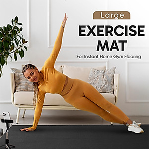 Premium Extra Large Exercise Mat - 8' x 4' x 1/4" Ultra Durable, Non-Slip, Workout Mats for Home Gym Flooring - Jump, Cardio, MMA Mat - Use With or Without Shoes (96" Long x 48" Wide x 6mm Thick)