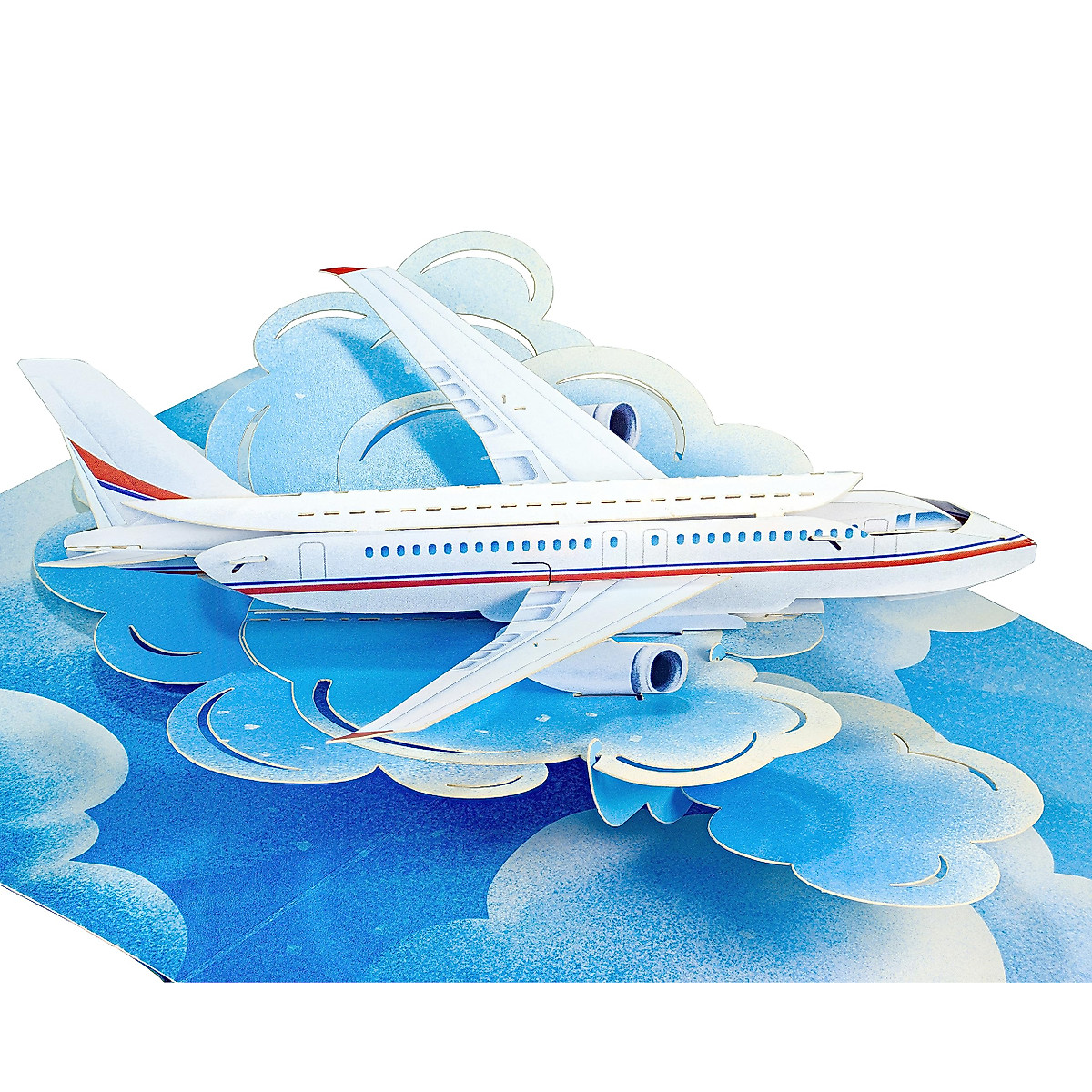 WOWPAPERART Pop Up Thank You Card, Blue and White, 5 x 7 Inches, Laser Cut, Personalized, Any Occasion, Any Audience, Includes Envelope and Protection Plastic Bag