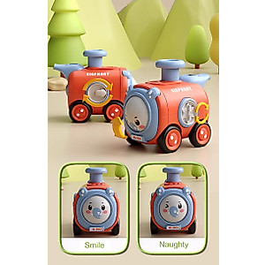 YC Onion Fun Animal Faces Car Toys for Boy/Toddler Toys/Pre-Kindergarten Cars Toys, Children Press-and-Go Educational Whistle Vehicles ​Toys for Boys Girls Kids Gift -4PCS