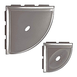 Questech Décor 8 Inch Corner Shower Shelf and 5 Inch Shower Caddy Soap Dish, Metro Lugged Back for New Construction, Mounted Bathroom Shower Organizer, Brushed Nickel