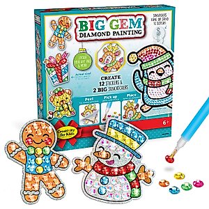 Creativity for Kids Big Gem Diamond Painting Kit: Holiday Stickers and Suncatchers - Diamond Painting Kits and Christmas Gifts, Christmas Crafts for Girls and Boys, Kids Gifts for Ages 6-8+