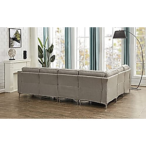 Legend Furniture Living-Room Sofa-Chaise Modular L-Shaped Flexible Combination Fabric Nailhead Trim Corner Sectional, 106" Wide, Grey