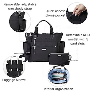 Baggallini Womens 3-in-1 Convertible Backpack With RFID Phone Wristlet, Black, One Size US