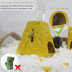 Deapeey Hamster Water Bottle for Glass Tank, Adjustable Hamster Water Bottle Holder 125ML Syrian Hamster Water Bottle with Widen Bottom Stand Anti-Fall, Ceramic Cheese Water Dispenser for Mice Gerbil