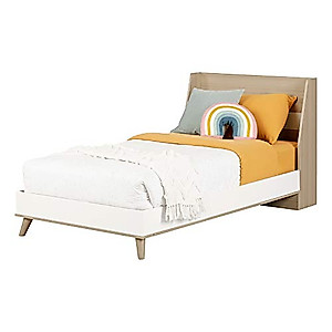 South Shore Yodi Complete Bed-Twin-Soft Elm and Pure White