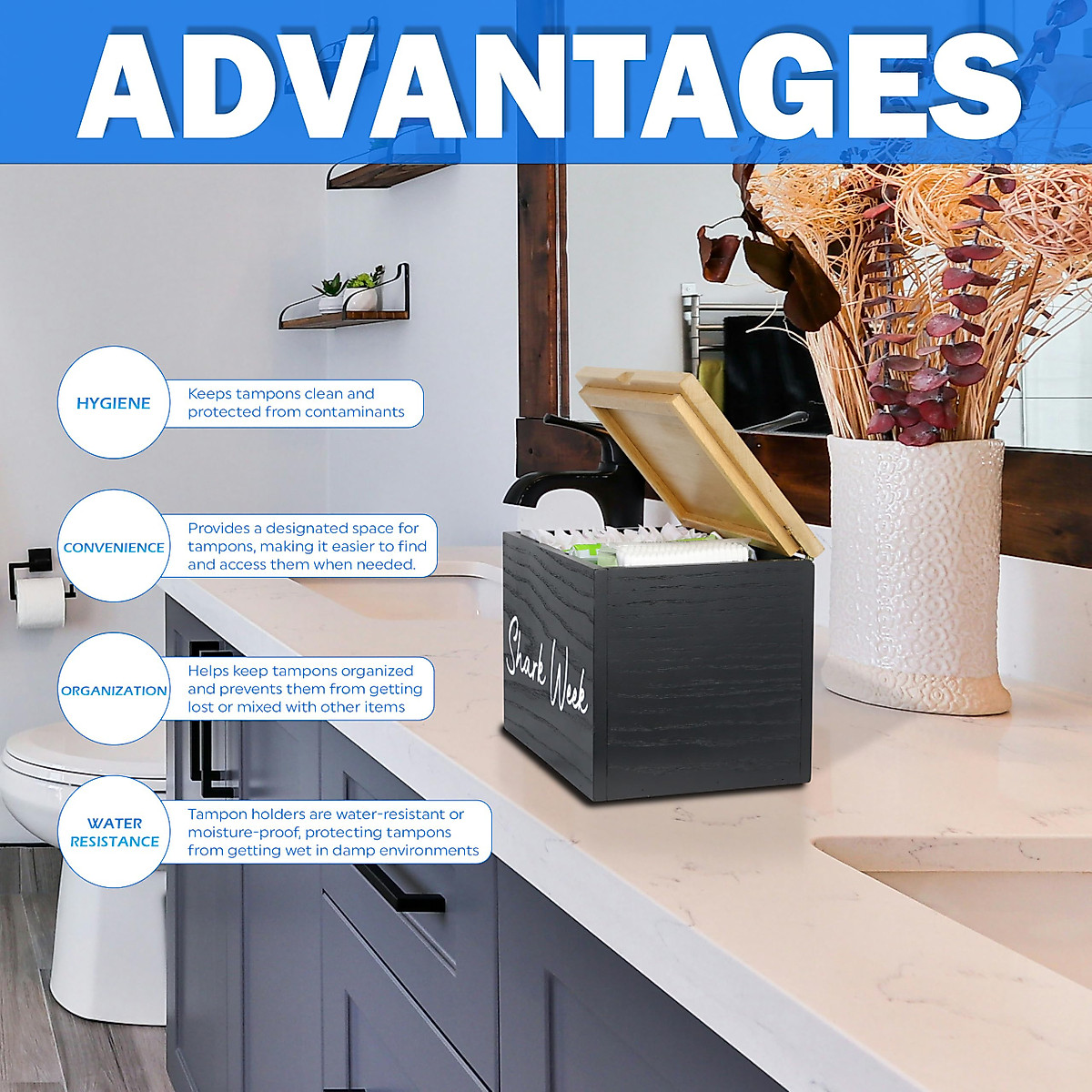 Shark Week Tampon and Pad Storage Box - Feminine Product Organizer for Bathroom, Tampon and Pad Holder, Shark Week Bathroom Organizer, Girl Stuff Box, Tampon and Pad Organizer for Bathroom