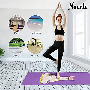 Naanle Yoga Llama Yoga Mat with Carrying Bag Set, Funny Llama Exercise Mat Foldable Non Slip Travel Lightweight Workout Rug for Home Gym Yoga Pilates Stretching Floor Fitness 71x26 Inches