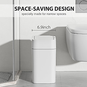 ELPHECO Motion Sensor Trash Can with Lid 3.5 Gallon Automatic Small Slim Garbage Can Waterproof Smart Trash Bin for Bathroom, Kitchen, Office, Bedroom, Living Room, Toilet (White)