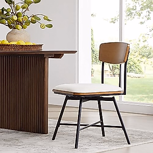 CHITA Swivel Modern Dining Chairs Set of 2，Fabric Dining Kitchen Chairs,Mid Century Upholstered Dining Chairs with Metal Legs,Cream in Fabric