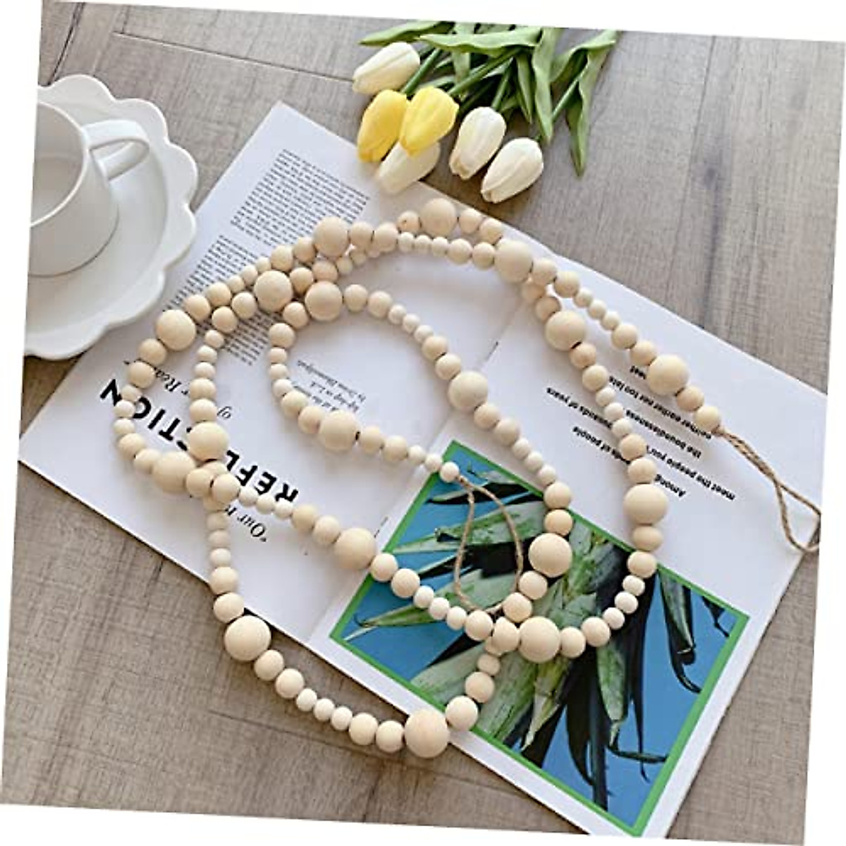 SEWACC 4 Pcs Children's Room Pendant Kids Household Decor Farmhouse Beads Nativity Decor Wall Vase Door Wood Crafts for Kids Creative Wood Beads Pendant Christmas Tree Tray Natural Twine