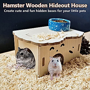 kathson Hamster Hideout Wooden Dwarf Hamster House Cute Syrian Hamster Hideout Hamster Sleeping House Detachable Handmade Hamster Hut Hide