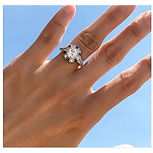JENNIE SHOP Art Deco White Sapphire Wedding Engagement Ring 925 Silver Jewelry Size 6-10 (8)